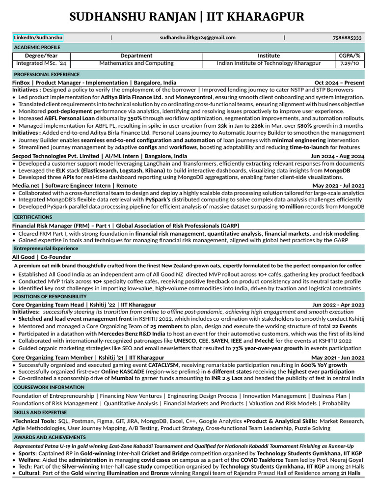 Sudhanshu Ranjan IITKGP | PDF | Information Technology | Computing