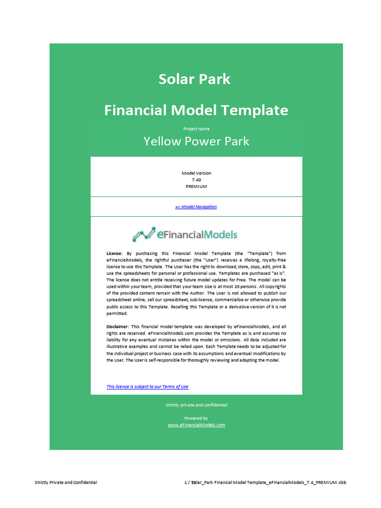 Solar Park Financial Model Template | PDF | Free Cash Flow | Internal ...