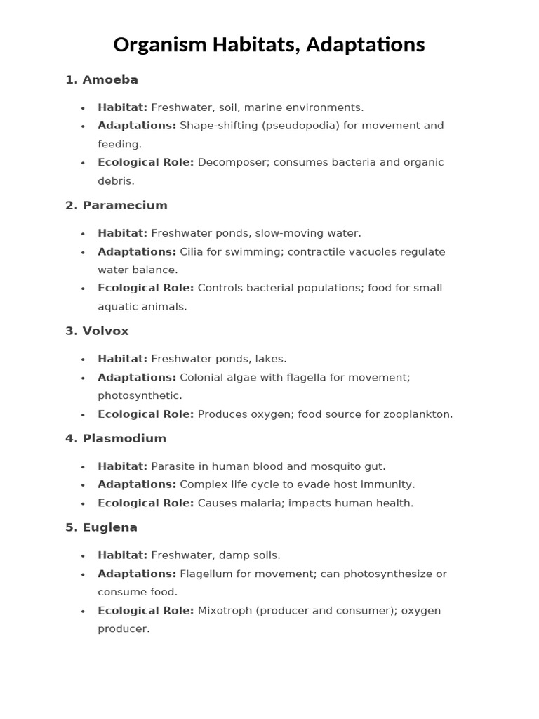 Organism Habitats, Adaptations | PDF | Habitat | Predation