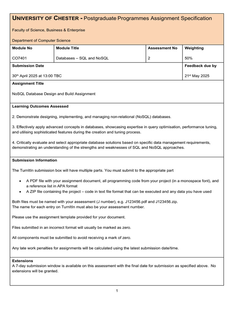 CO7401 Assignment 2 - NoSQL Databases Design and Build | PDF | No Sql | Databases