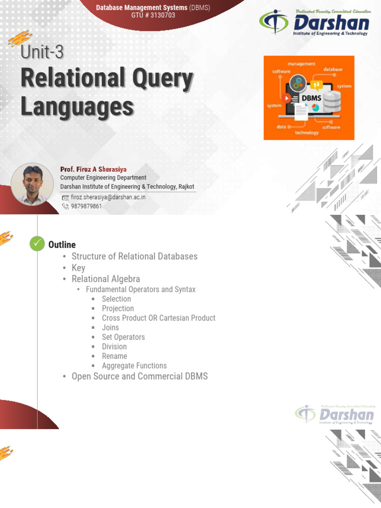 DBMS - Unit-3 (Darshan) (VisionPapers - In) | PDF | Relational Model | Relational Database