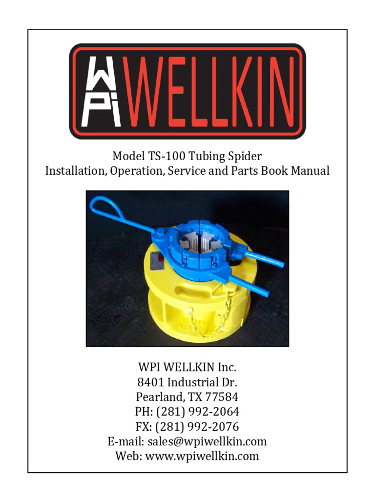 Model TS 100 Tubing Spider Manual | PDF | Receipt | Procurement