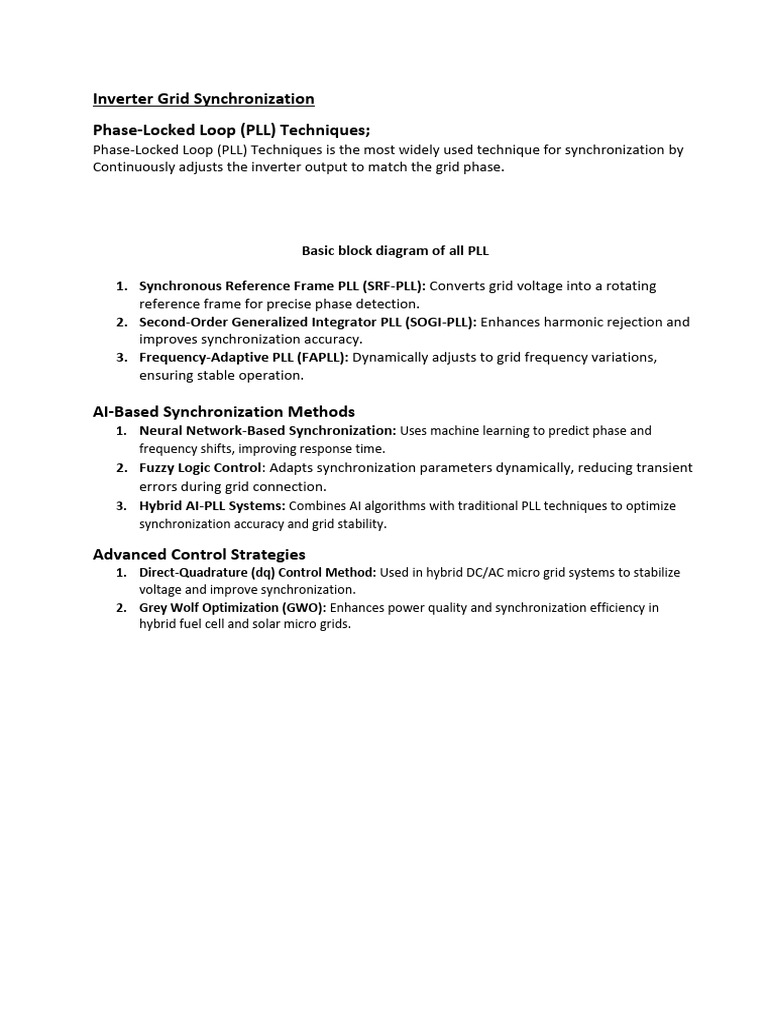Grid Synchronization - Phase Locked Loop (PLL) Method | PDF