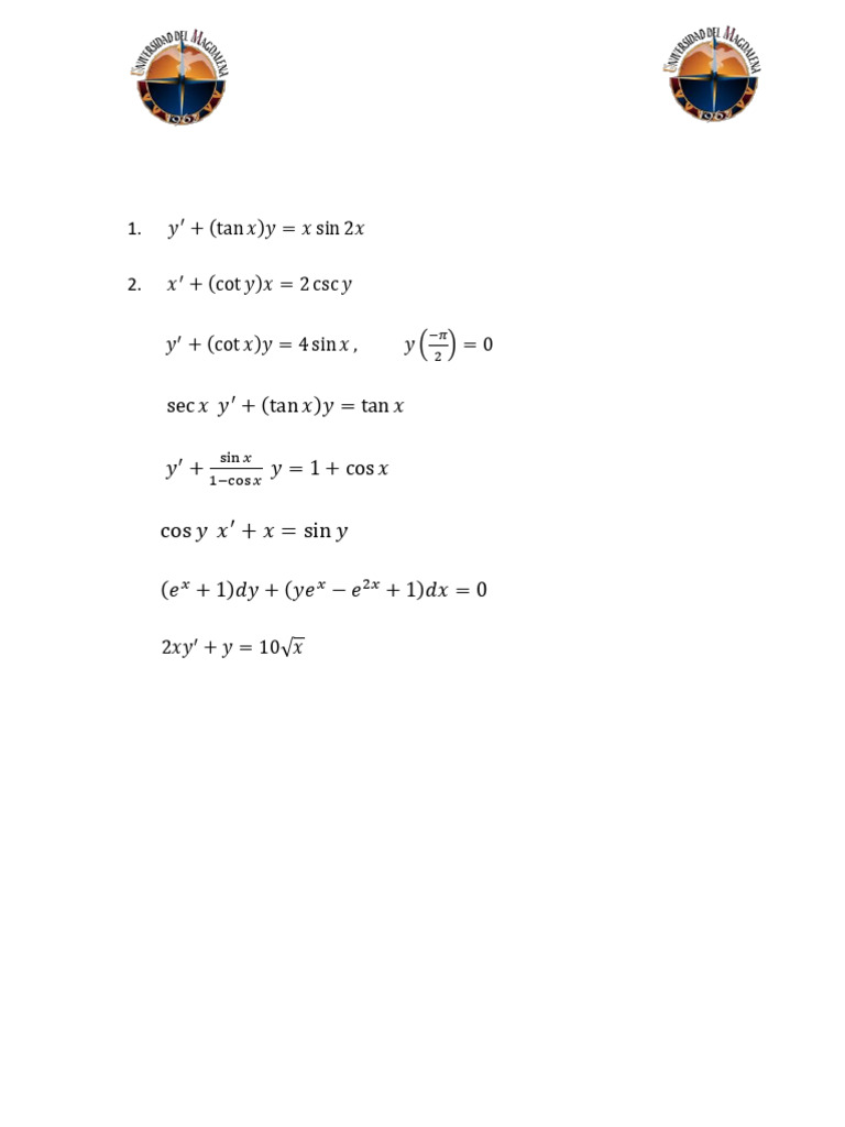 Taller Ecuaciones Lineales Factor Integrante | PDF