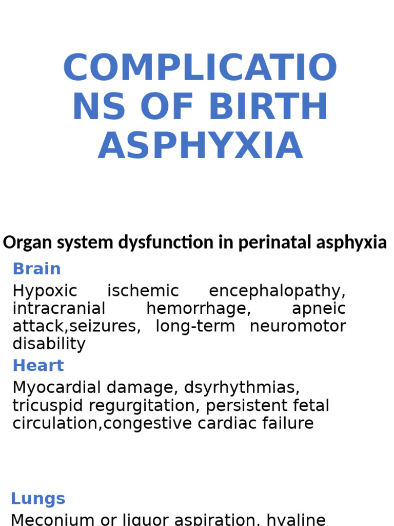 Complications of Birth Asphyxia | PDF