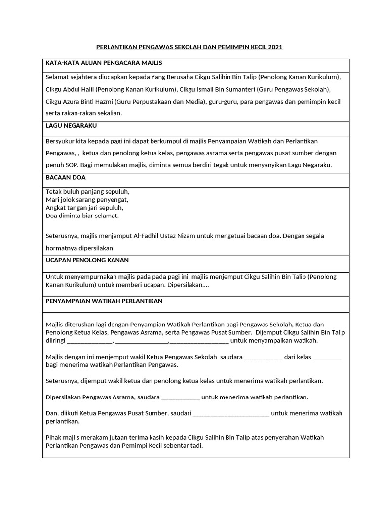 Perlantikan Pengawas Sekolah 2021 | PDF