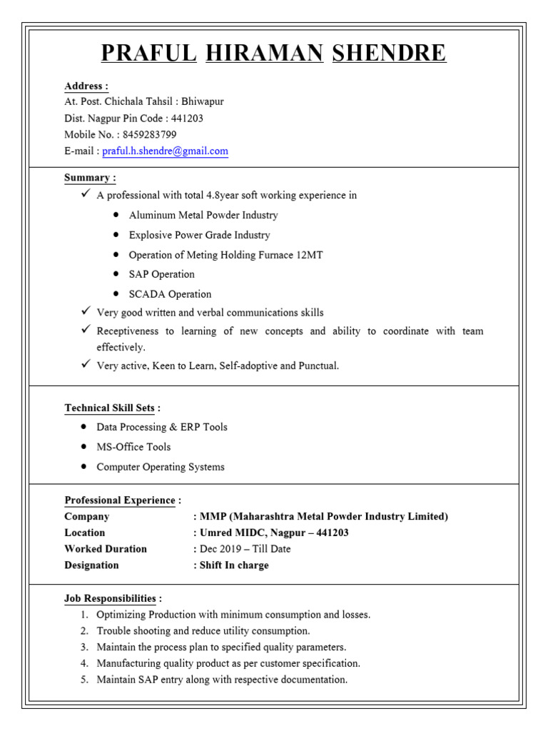 Profile of Praful H. Shendre | PDF | Computing