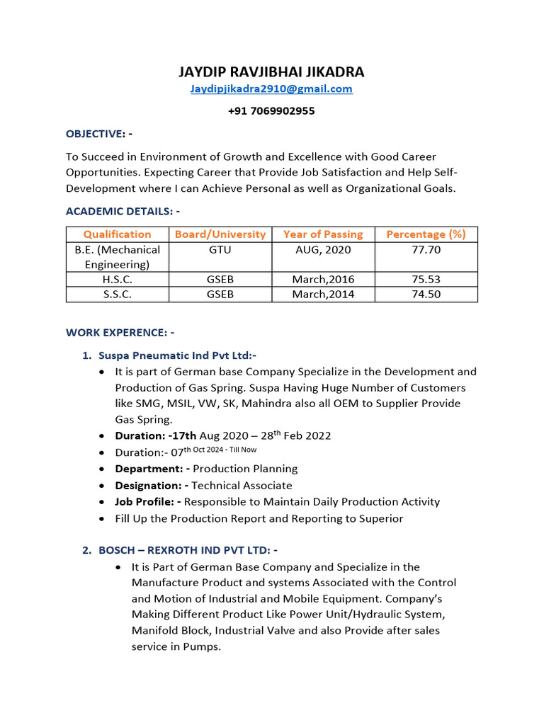 Jaydip Ravjibhai Jikadra Res | PDF | Valve