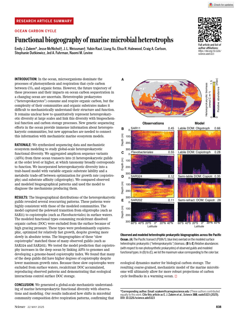 Functional Biogeography of Marine Microbial Heterotrophs | PDF | Oceans ...