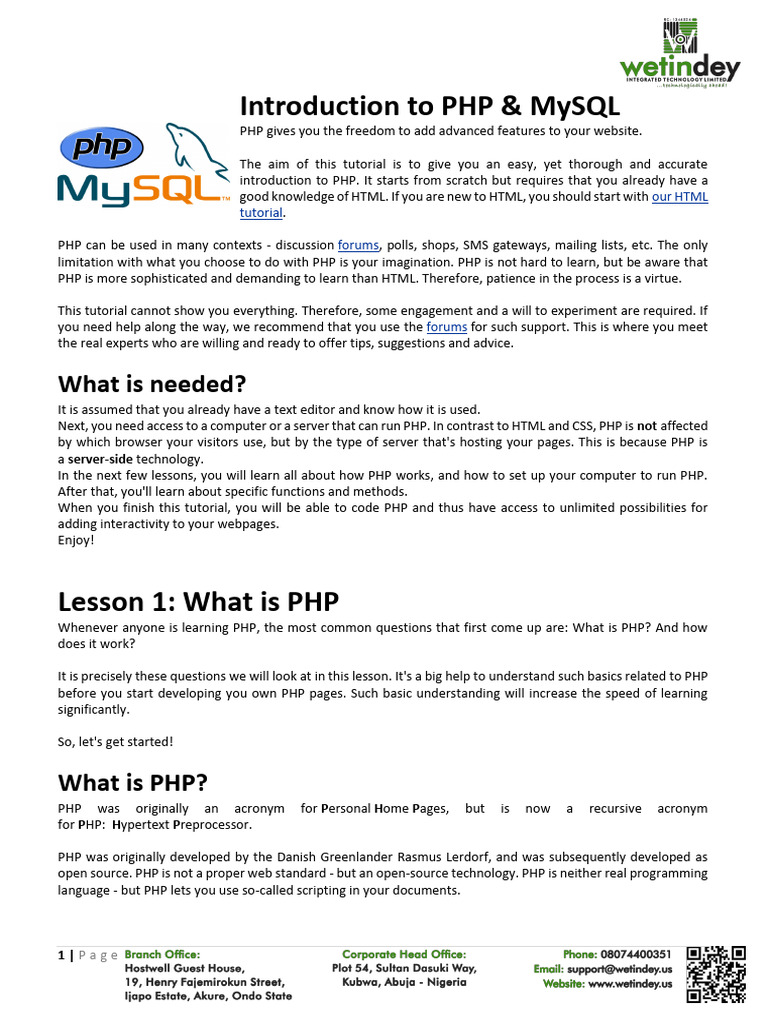 PHP Web Development Handout | PDF | Php | Http Cookie