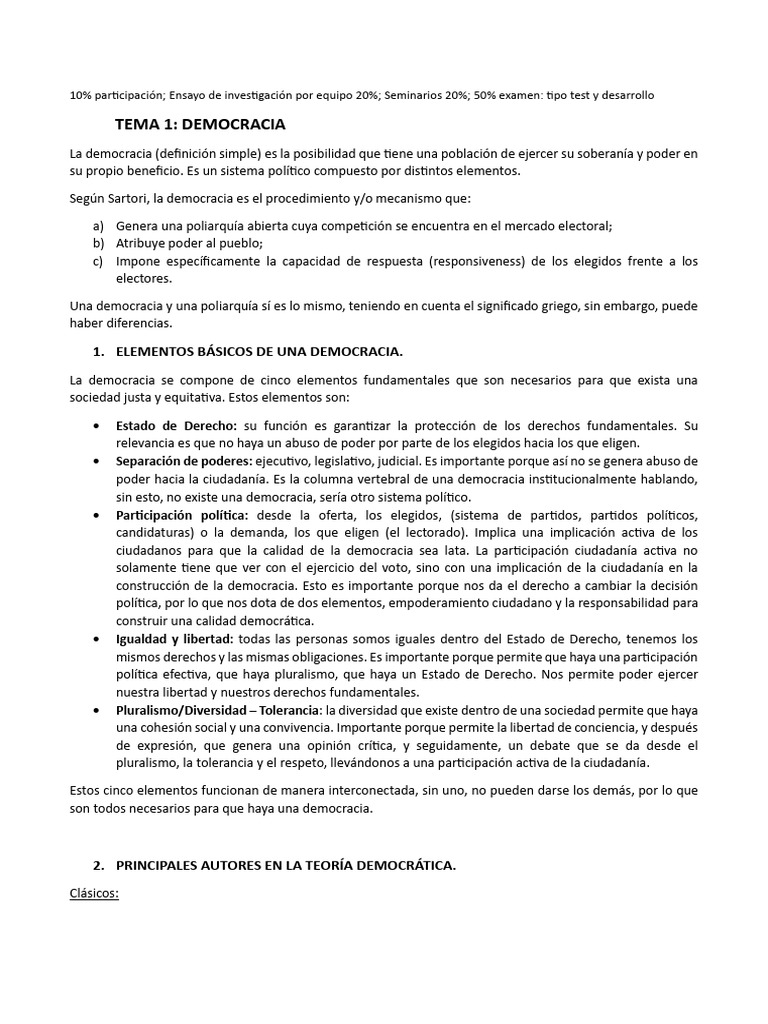 Elementos Clave de la Democracia | PDF | Democracia | Ideologías políticas