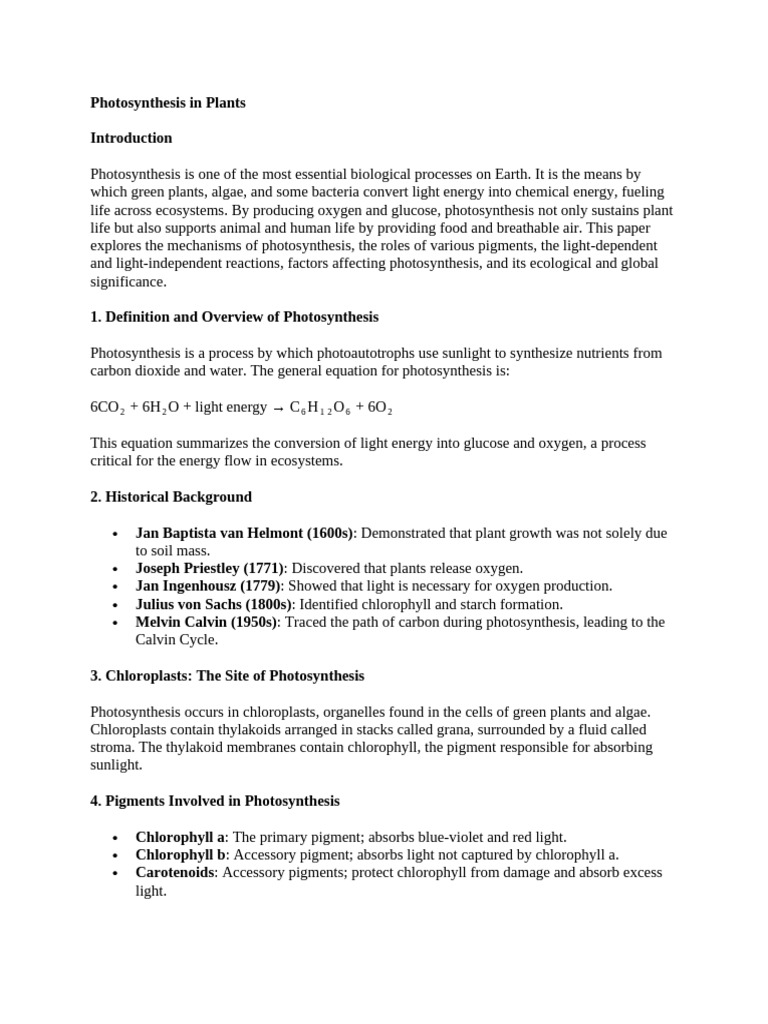 Understanding Photosynthesis in Plants | PDF | Photosynthesis | Biology