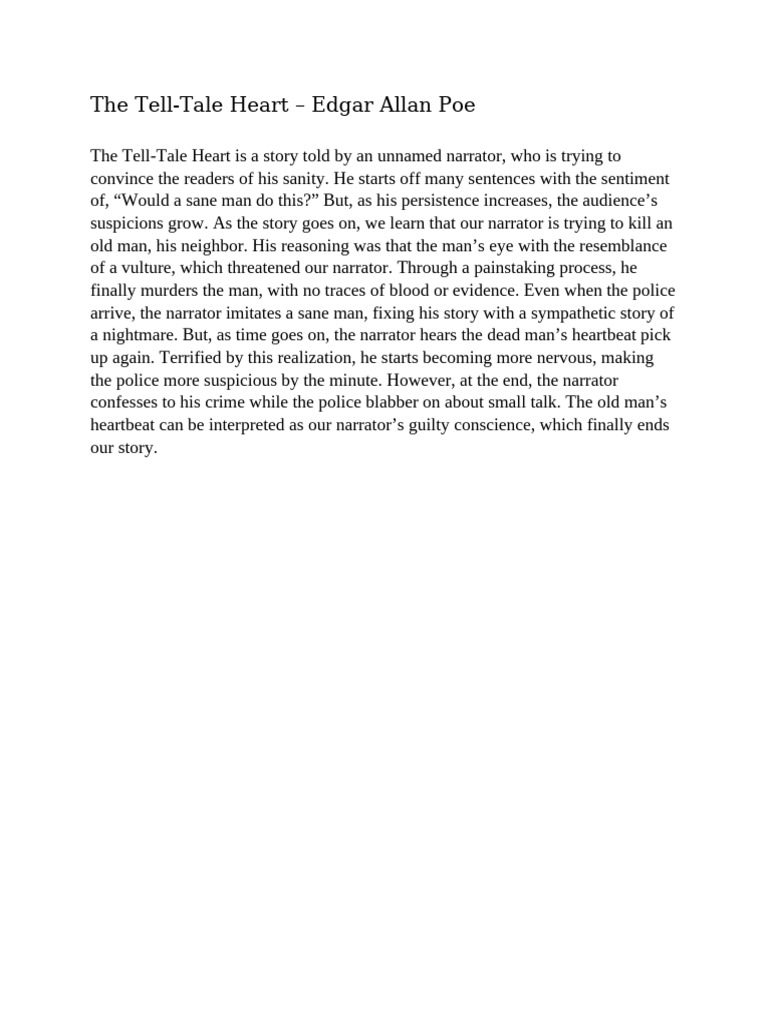 The Tell-Tale Heart: Guilt and Madness | PDF