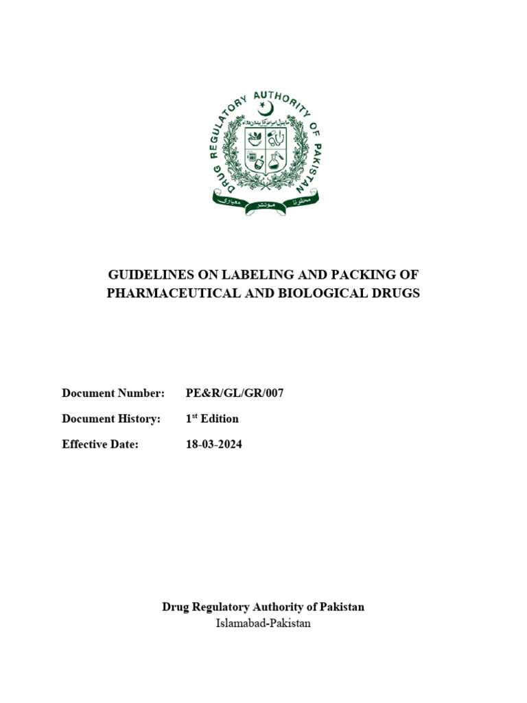Labeling and Packing Guidelines V 1.0 Final | PDF | Dose (Biochemistry ...