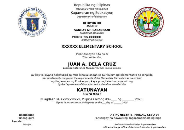 DepEd Certificate of Completion Template | PDF
