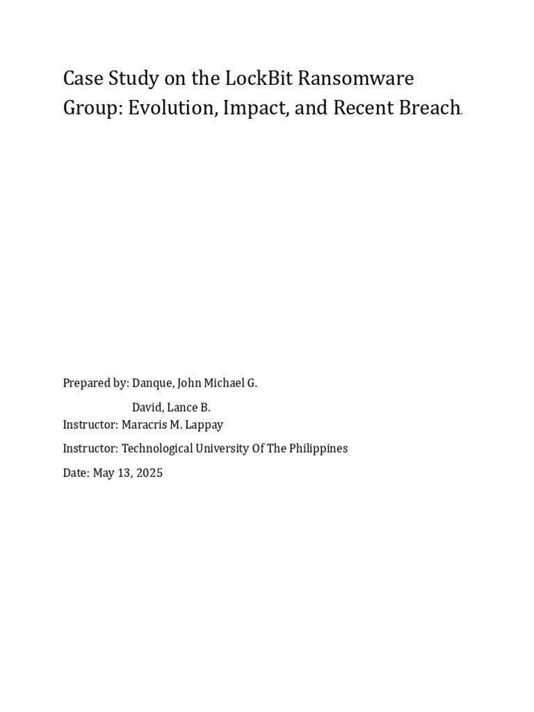 Case Study On The LockBit Ransomware Group | PDF | Ransomware ...
