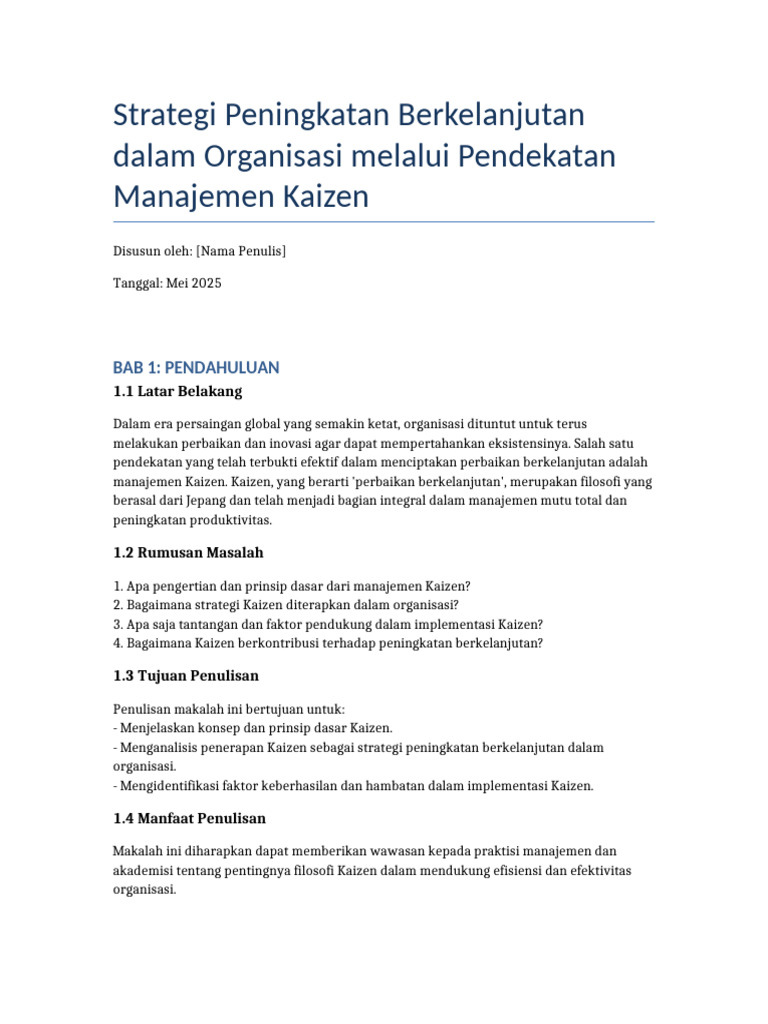 Strategi Kaizen untuk Peningkatan Berkelanjutan | PDF
