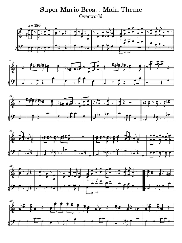 Super Mario Bros. Overworld Theme Guide | PDF | Video Game Development ...