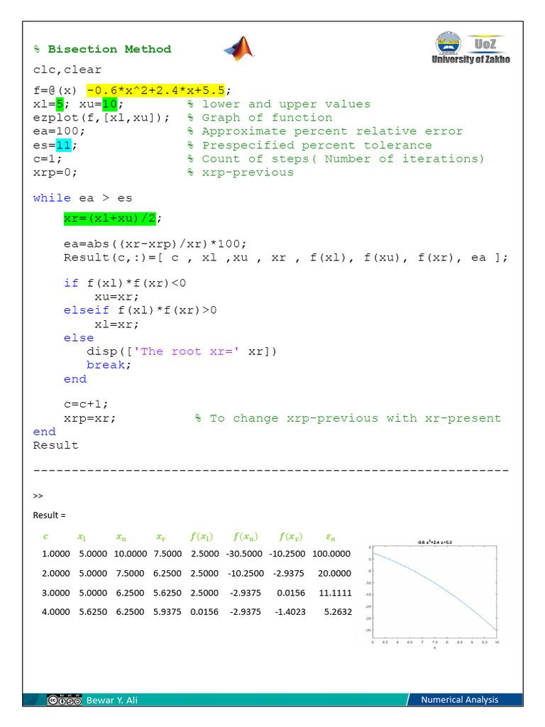 Bisection Method for Root Finding | PDF