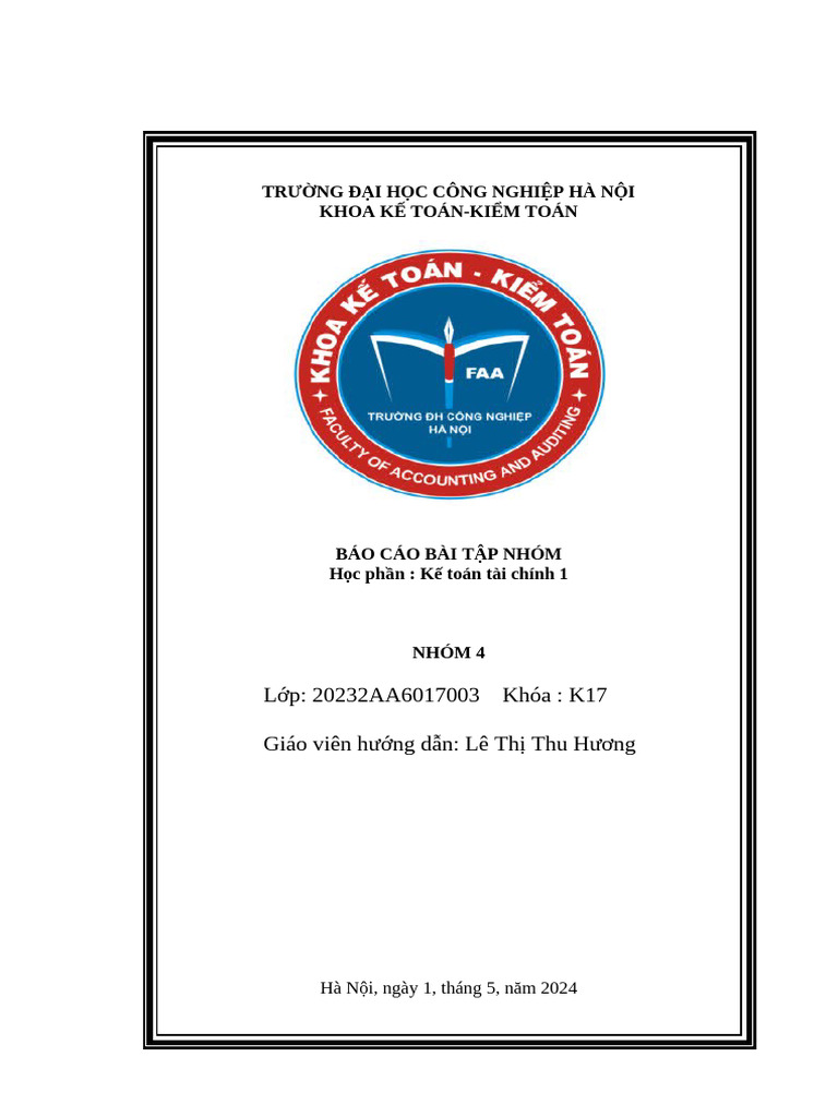 Bài tập lớn KTTC nhóm 4 | PDF