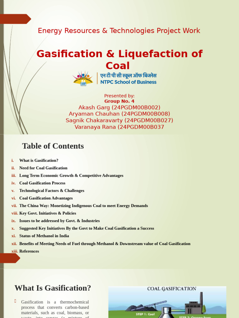 ERT Group 4 PPT Coal Gasification | PDF | Coal | Gasification