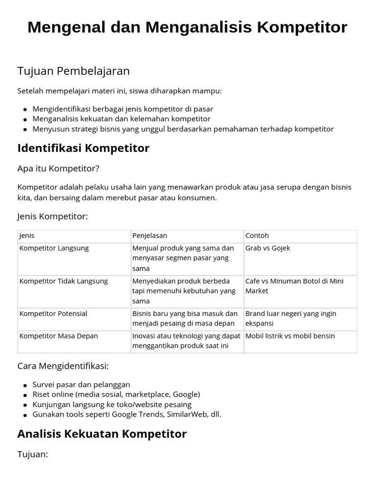 Mengenal Dan Menganalisis Kompetitor | PDF