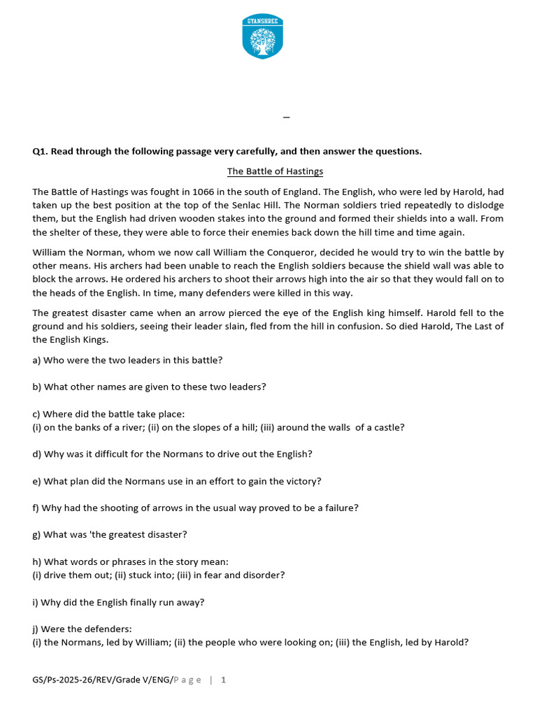 Reading Comprehension - Grade 5 | PDF