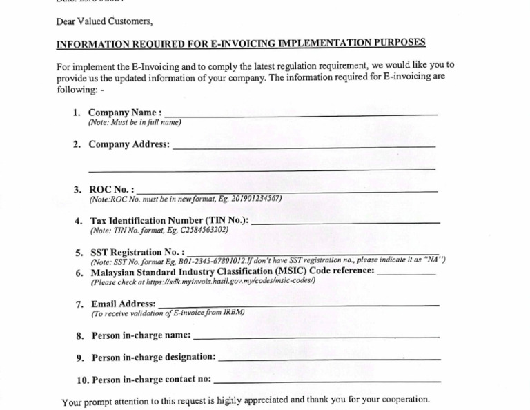 E Invoice Info Required | PDF