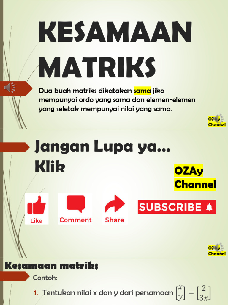 13 MATRIKS (2 Kesamaan Dan Operasi Matriks) | PDF