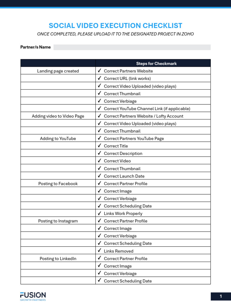 Social Video Execution - Checklist | PDF | Computing | Computer Network