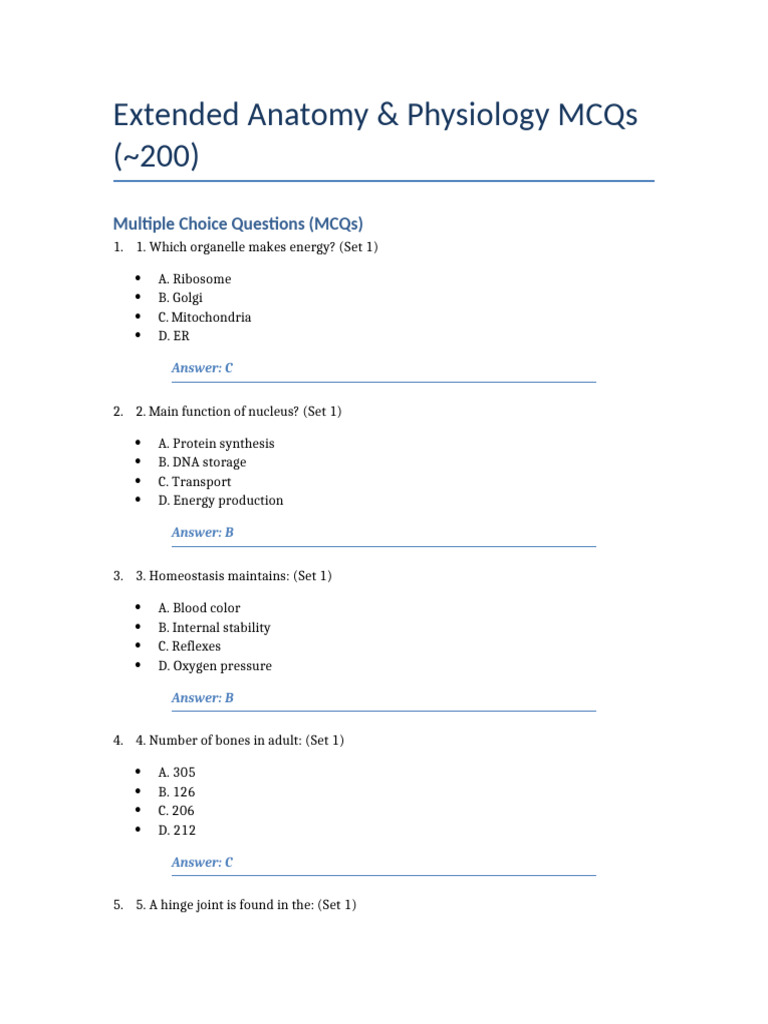 Extended Anatomy Physiology 200 Mcqs Pdf Heart Valve Heart