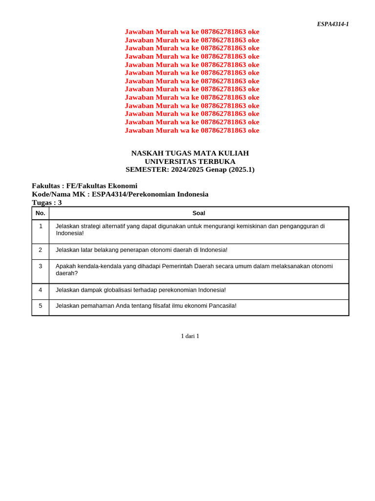 Soal Espa4314 Tmk3 1 | PDF