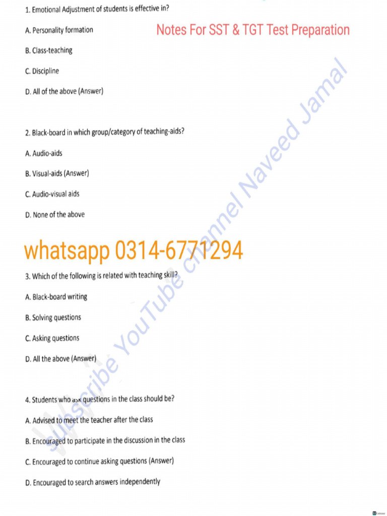 SST & TGT Test Preparation Notes Preparation by Naveed Jamal | PDF