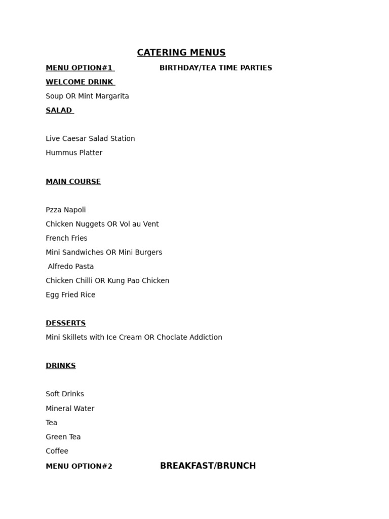 Catering Menus | PDF