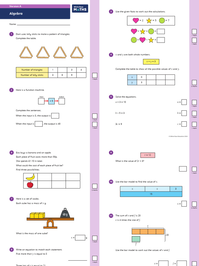 Algebra Patterns and Equations Worksheet | PDF | Algebra | Mathematics