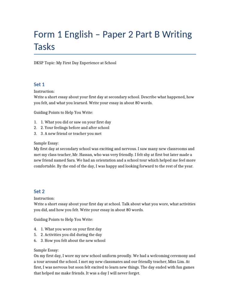 My First Day at Secondary School | PDF