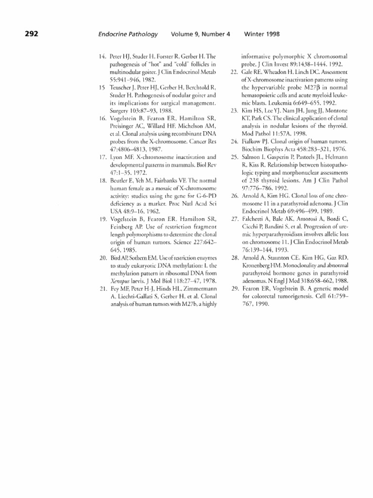Clonality in thyroid nodules_ The hyperplasia-neoplasia sequence | PDF | Neoplasms | Biochemistry
