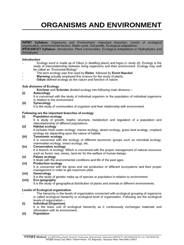 Organisms and Environment | PDF | Stratosphere | Soil