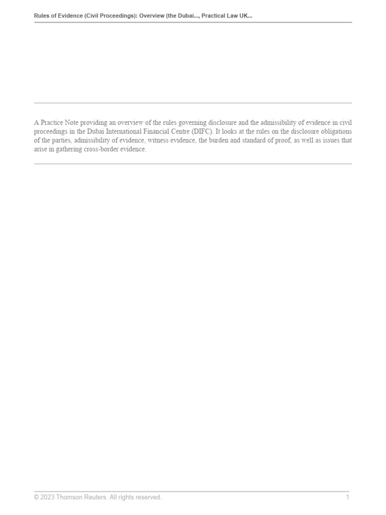 DIFC Civil Proceedings Evidence Rules | PDF | Evidence (Law) | Affidavit