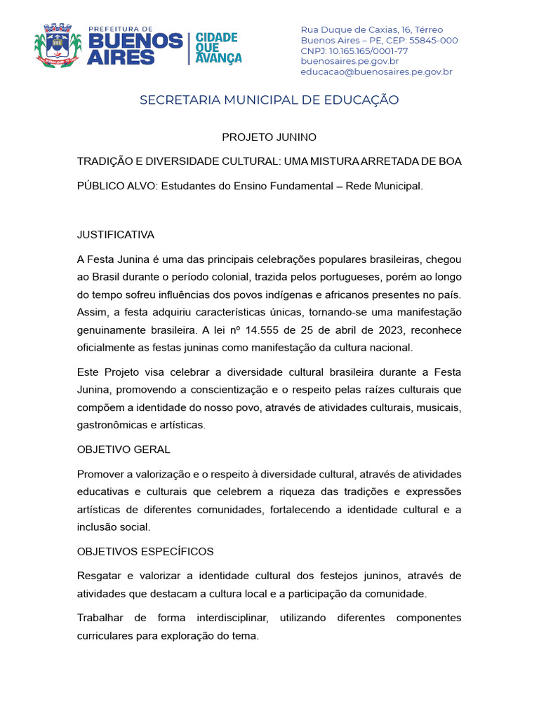 Projeto Junino: Tradição e Inclusão Cultural | PDF | Exclusão social ...