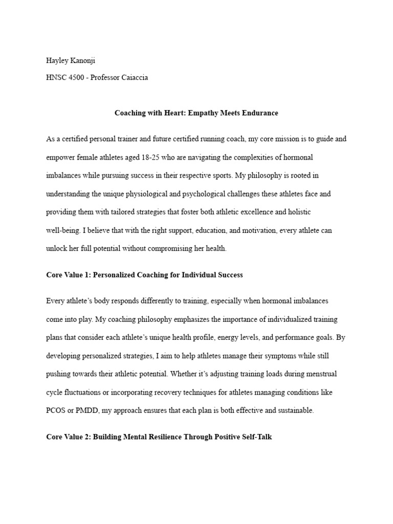 Coaching Statement - HayleyK | PDF | Psychological Resilience | Leadership