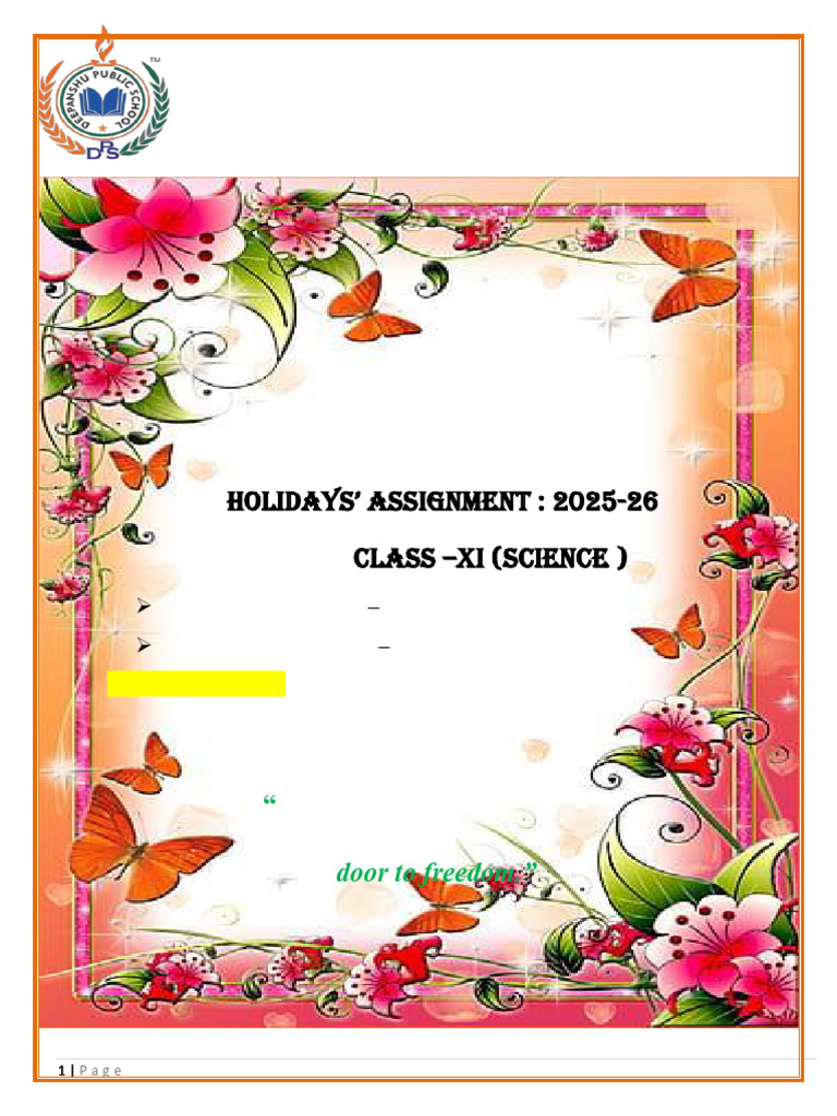 Class XI Science Holiday Assignment 2025-26 | PDF | Atomic Orbital ...