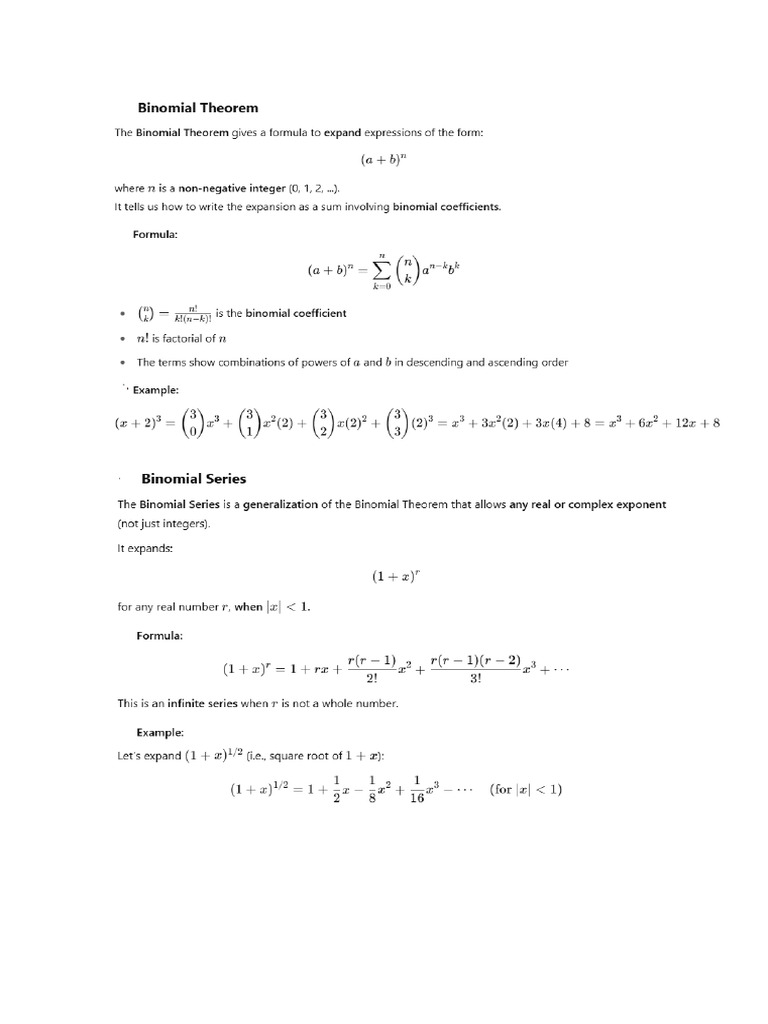 Binomial Series Fin | PDF