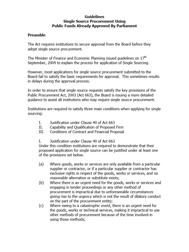 Guidelines For Sole Source | PDF | Procurement | Justice