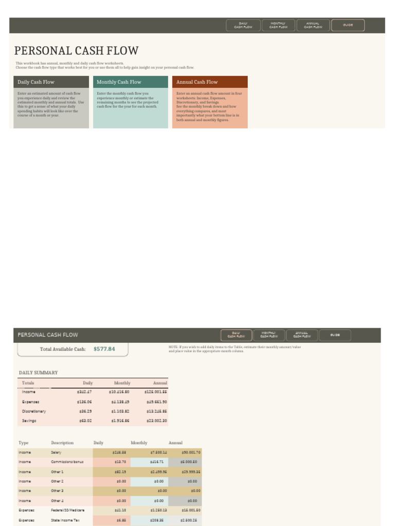 Simple Personal Cash Flow Statement | PDF | Expense | Medicare (United ...