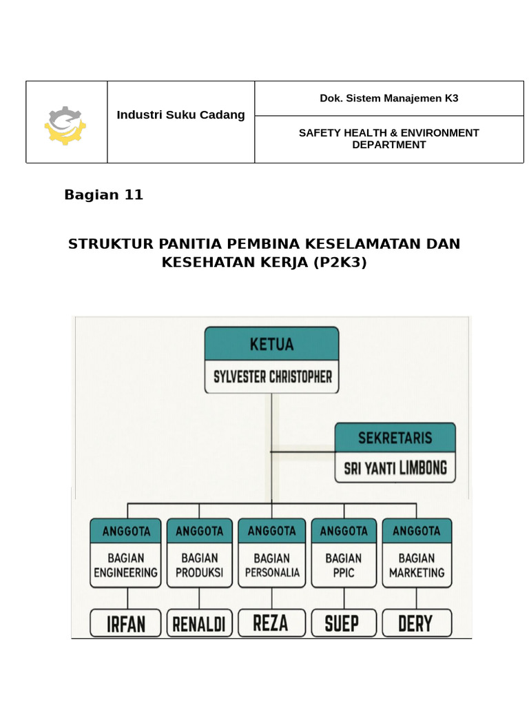 Struktur Panitia Pembina Keselamatan Dan Kesehatan (p2k3) | PDF