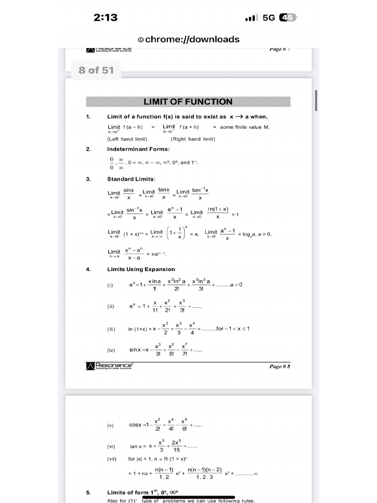 Limit of Function | PDF
