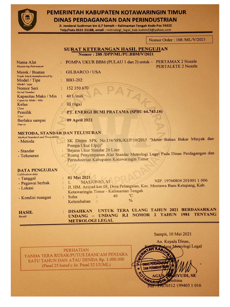 Surat Tera SPBU | PDF