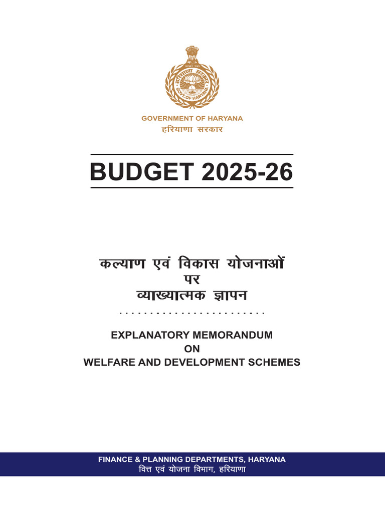BUDGET 2025-26: Explanatory Memorandum ON Welfare and Development ...