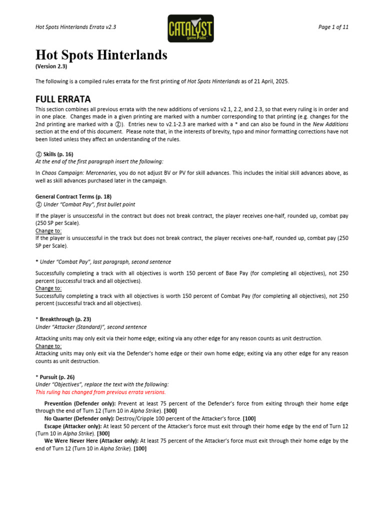 Hot Spots Hinterlands - 2025-04-21 - v2.3 | PDF | Battle Tech